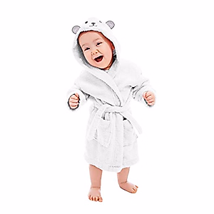 HIPHOP PANDA Baby Animal Face Robe Viscose Derived From Bamboo for 0-9 Months - 2 Layer Softest Baby Bath Hooded Robe, Bear