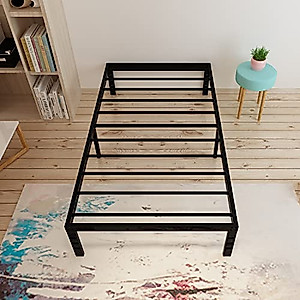Tooyyer Metal Twin Size Bed Frame 18inch High 3000 lbs Heavy Duty Steel Slat Mattress Support Easy to Assembly No Box Spring Needed Non-Slip Support Noise Free Bed Twin