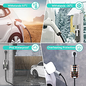 Andeman Level 2 EV Charger 32Amp,7.68KW Electric Vehicle Charger Portable 240V,SAE-J1772 and NEMA 14-50 Plug, Scheduled Charging,Adjustable Current,Smart APP, 25 FT Cable for EV and Hybrid Vehicles