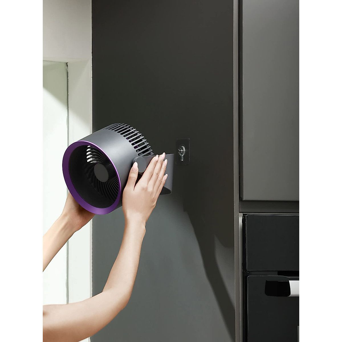 AIMHON Desk Air Circulator Fan, Wall Mount Fan,Portable Battery Operated Fan Personal Table Fan for Home,Office, Bedroom (Grey)