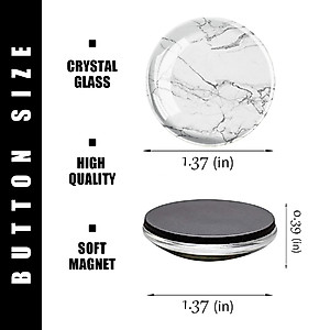 kasader 6pcs Refrigerator Magnets Glass Strong Fridge Magnets Decorative Magnets for Whiteboard Cute Mini Locker Magnets Refrigerator Magnets for Office & Kitchen 1.37in White Marble Pattern