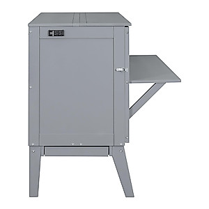 JIVOIT Queen Size Murphy Bed with Two Movable Desks, Removable Shelves on Each Side, Wooden Murphy Bed Chest with Built-in Dual Power/USB Module, Space-Saving Design (Gray-Queen 9)