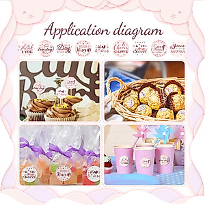 Crtiin 504 Pieces Round Wedding Stickers Pink Wedding Candy Stickers Labels Wedding Chocolate Drop Kisses Sticker Bulk for Envelope Gift Wrapping Mini Decor Bridal Shower Party Supplies