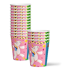 Unicorns & Dinos Joint Birthday Party Supplies Set Plates Napkins Cups Tableware Kit for 16