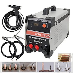 Huanyu Capacitor Discharge Stud Welder M3-M6 Stud Bolt Plate Welder Welding Machine for Welding Bolt Plate Insulation Nail Screw Low Carbon Steel/Stainless Steel/Aluminum/Brass RSR-1600 (220V 50HZ)