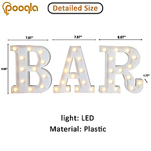 BAR - Illuminated Marquee Bar Sign - Lighted LED Marquee Word Sign - Pre-Lit Pub Bar Sign Light Battery Operated (23.03-in x 8.66-in)