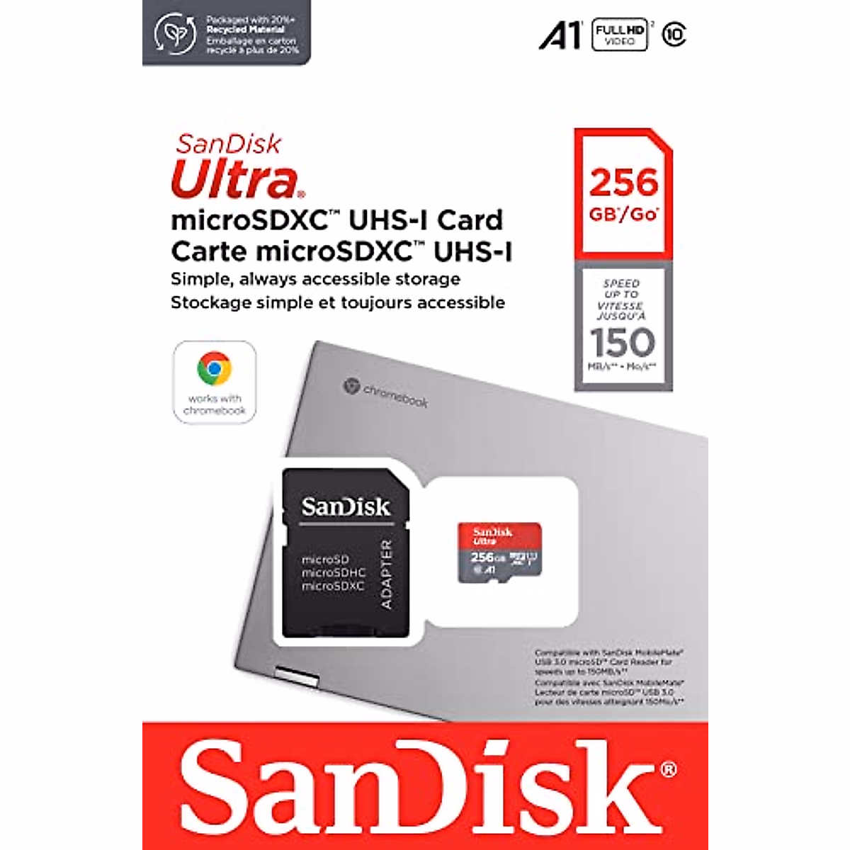 SanDisk 256GB Ultra microSDXC UHS-I Card for Chromebooks - Certified Works with Chromebooks - SDSQUAC-256G-GN6FA