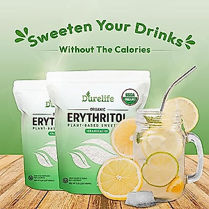 Durelife USDA organic erythritol sweetener, non gmo verified, Keto certified, No After Taste, Kosher, Zero Calorie Plant-Based Sugar Alternative (1, 5 LB (80 oz))