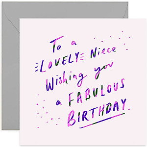 Old English Co. Lovely Niece Birthday Card - Neon Purple Birthday Card for Women | Cute Fun Design for Her from Aunty Uncle | Blank Inside & Envelope Included