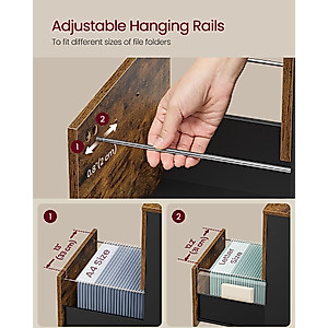 VASAGLE File Cabinet, with 2 Drawers, Mobile Filing Cabinet with Wheels, for A4, Letter Sized Documents, Hanging File Folders, Rustic Brown and Black UOFC040B01