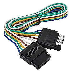 Oyviny 5 Way Flat Trailer Wire Extension 48 inch, Vehicle-Side and Trailer-Side 5-Pin Flat Wiring Harness 18 Guage Male and Female Trailer Wire Connector