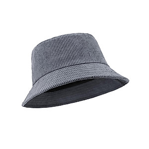Zylioo XXL Oversize Corduroy Bucket Hat,Adjustable Large Fishing Sun Hats,Big Heads Golf Hat for Cool Weather Dark Gray