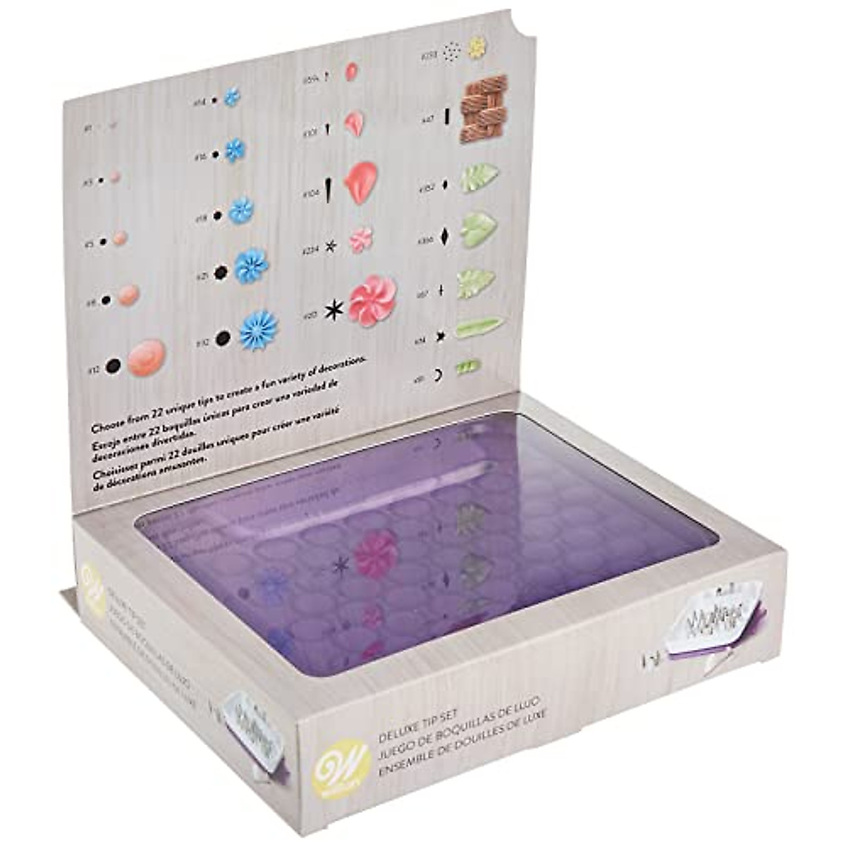 Wilton Deluxe Tip Set - Create Assorted Petals, Leaves, Basketweaves, Handwriting and More, Organize Tips Inside the Storage Case, 25-Piece