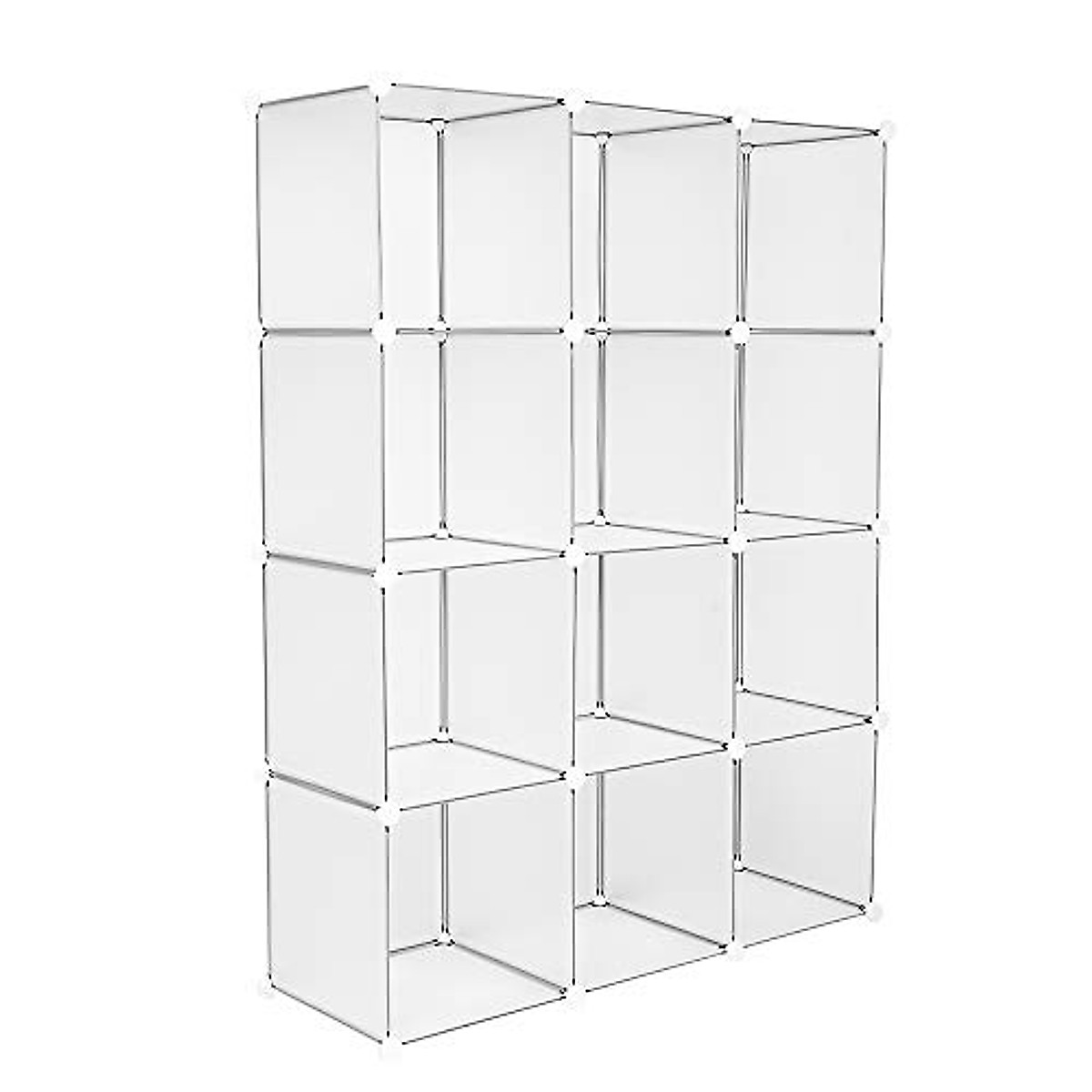 Guangshuohui 12-Cube Book Shelf,Cube Storage Shelves Closet Organizer Shelf Cubes Organizer Bookcase(42.1 x 14.2 x 55.9) / (107 x 36 x 142) cm (L x W x H) (White)