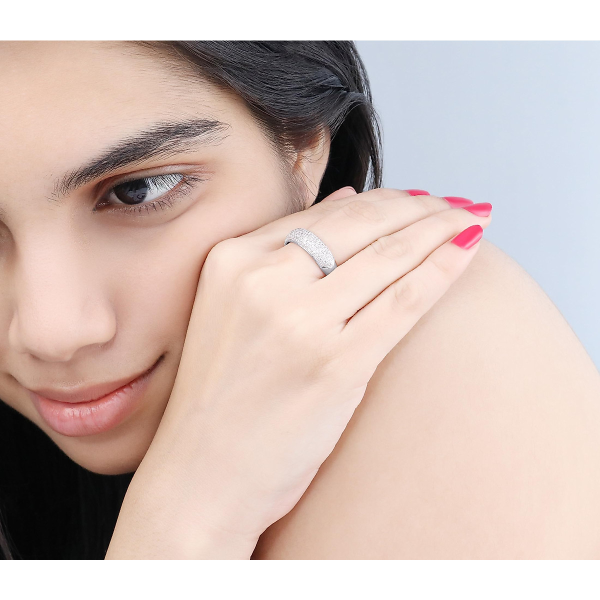 Dazzlingrock Collection 0.90 Carat (Cttw) Round White Diamond Women Anniversary Band, 10K White Gold, Size 5.5