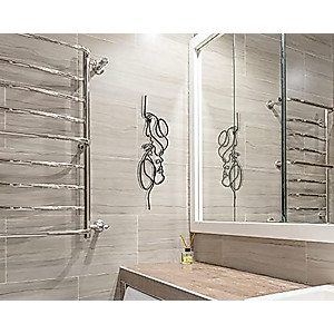 Pinetree Art Metal Wall Art for Bedroom Minimalist Design Wall Sculptures Decor Lovers Kissing Line Artwork Home Living Room Bathroom Decorative (black, 7" x 20")