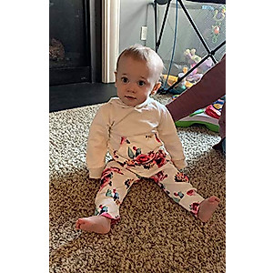 3Pcs Infant Toddler Baby Girl Clothes Long Sleeve Hoodie with Pocket Tops Floral Pants Outfits Set with Headband White