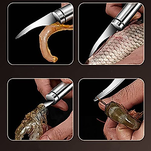 Lyellfe 9 Pieces Shrimp Deveiner Tool, Food-grade 18/8 Stainless Steel Shrimp Peeler, Multipurpose Shrimp Line Fish Maw Scale Knife, Great for Seafood Knives House Kitchen Tool