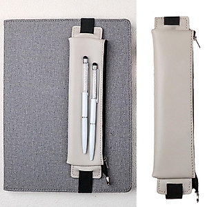 JinGuoZiLP PU Leather Pen Holder, Zippered Pencil Holder Pen Sleeve Case with Elastic Bands