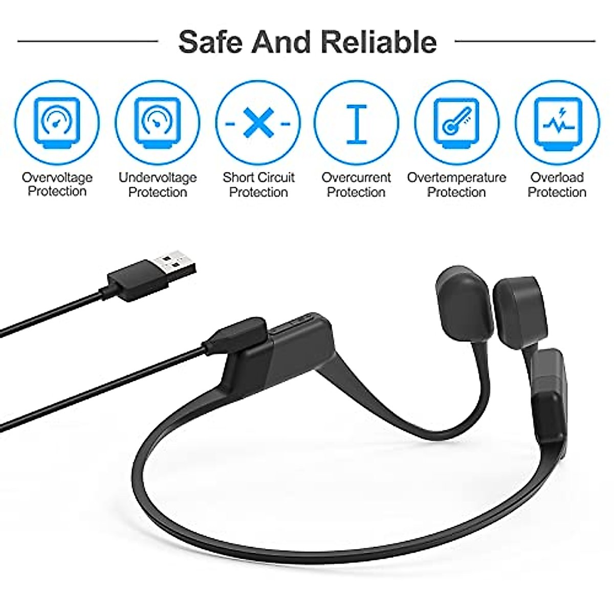 YUANHOT 2 Pack Charging Cable Replacement for AfterShokz Aeropex AS800 & Shokz OpenRun Pro & OpenRun & OpenRun Mini & OpenComm, USB Charger Cord for AfterShokz Aeropex Bone Conduction Headphones