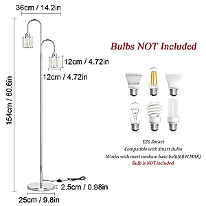 Ralbay Crystal Chrome Floor Lamp, 2-Light Modern Crystal Floor Lamp, Crystal Chrome Tall Lamp Tree Glam Floor Lamp for Living Room Bedroom (Bulb Excluded)