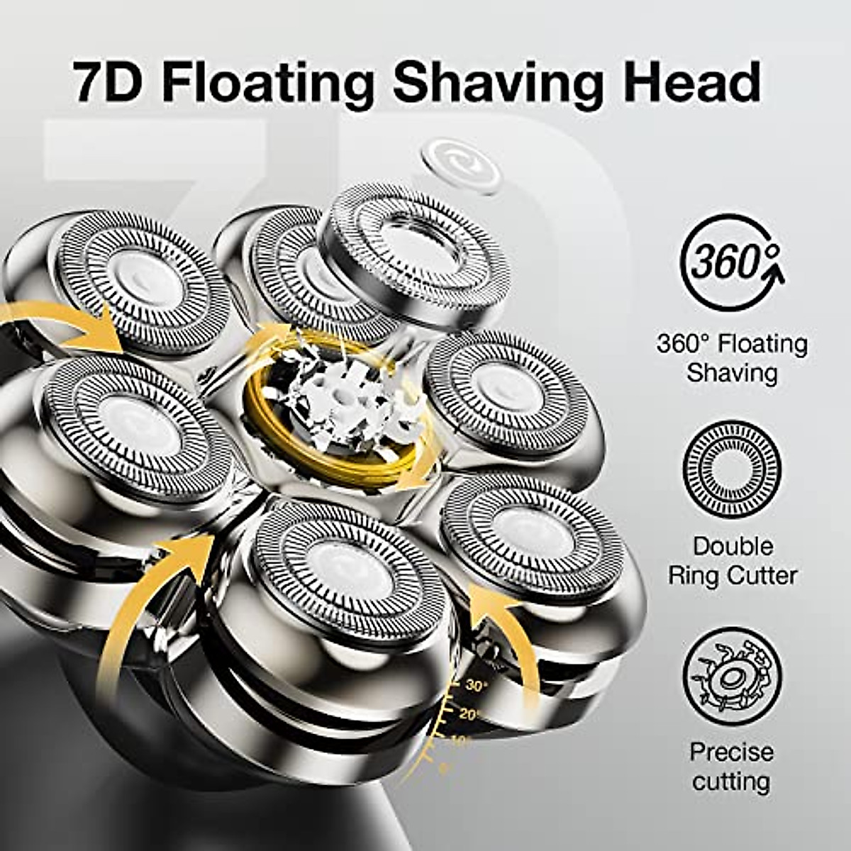 7 Blade Floating Replacement Shaving Head, Washable Shaver Blade Heads Replacement for Head Shaver, Wet & Dry Compatible for Rotary Shavers
