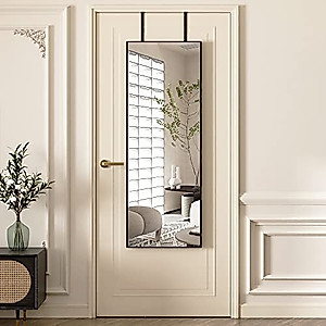 LVSOMT Wall Mounted Mirror, 47"x14" Full Body Mirror, Full Length Mirror, Over The Door Hanging Mirror, Long Mirror for Bedroom Living Room Locker Room, Aluminium Alloy Frame (Black)