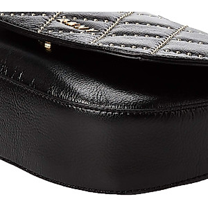 DKNY Sofia Studded Leather Small Saddle Bag Crossbody - Black