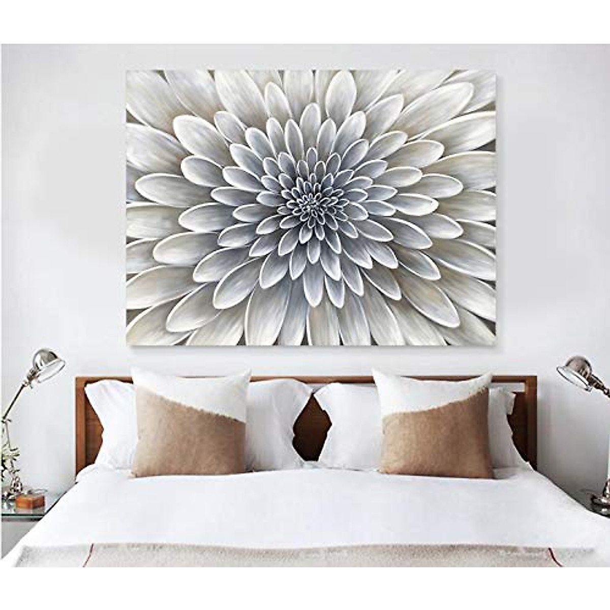 Yihui Arts White Flower Canvas Wall Art Painting Hand Painted Floral Canvas Pictures Aesthetic Botanical Artwork for Bedroom Living Room Bathroom Decoration