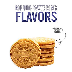 Three Dog Bakery Classic Cremes Baked Dog Treats, Golden with Peanut Butter Filling, 13 oz,Brown,310077