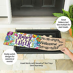 Evergreen Sassafras Happy Easter Eggs Interchangeable Entrance Doormat | Indoor and Outdoor | 22-inches x 10-inches | Non-Slip Backing | All-Season | Low Profile | Home Décor