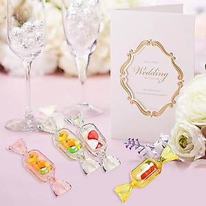 50pcs Candy Shaped Mini Box Transparent Jewelry Storage Box Travel Plastic Container Small Jewelry Storage Box with Lid Display Case Organizer Party DIY Decor (Transparent)