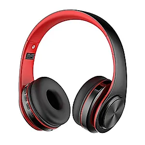 Viwind Bluetooth Wireless Headphones Over Ear with Mic, Foldable Noise Cancelling Headset for Travel Work TV PC Android Cellphone 【Hi-Fi Stereo &Comfortable Earpads】-Red