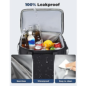 DEERFAMY Super Large Lunch Bag Insulated Cooler Bag Lunch Bag for Women Men, Lightweight Soft Cooler Bag Portable for Work Travel Road-Trip Sport Camping Picnic Black