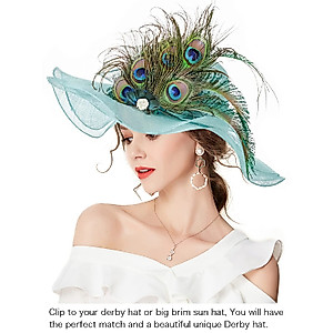 Z&X Peacock Feather Hair Clip Fascinator Hat 1920s Hair Accessories for Women Kentucky Derby Halloween Headpiece