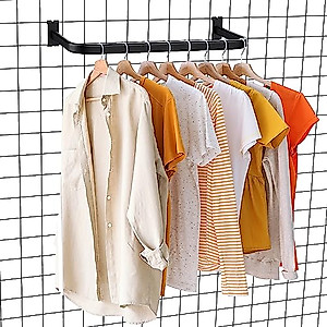 2 Pack Gridwall U-Shaped Hangrail Grid Wall Tubing Handrail 24 Inch Wide Black Metal Handrail for Grid Wall Retail Displays Bracket Clothing Rack Home Use (2, Black)