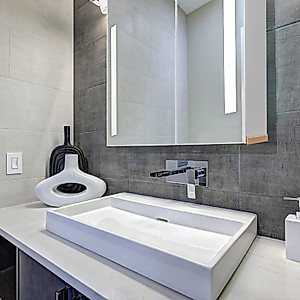 fuhan White MDF Painting Particle Board Bathroom Storage Cabinet, Stylish Pantry Wall-Mounted Cupboard Cabinet w/Adjustable Shelves Double Mirror Door for Living Room Kitchen Hallway