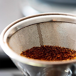 OVALWARE Paperless Stainless Steel Pour Over Coffee Filter – Reusable and Permanent Coffee Cone Dripper for Ovalware, Chemex, Hario and Other Carafes