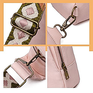 MAOGOU Women The Sling Crossbody Fashion Chest Bag Embroidery Jacquard Strap Bohemian Style PU Leather Purses for Daily Outings, Dark Gray