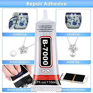 B7000 Rhinestones Glue for Crafts, 110ML Glue of Diamond Jewelry 3.7fl.oz Clear B-7000 Super Jewelry Glue Transparent Industrial Adhesive for Fabric Phone Repair Jewelery Making Crystal Gem