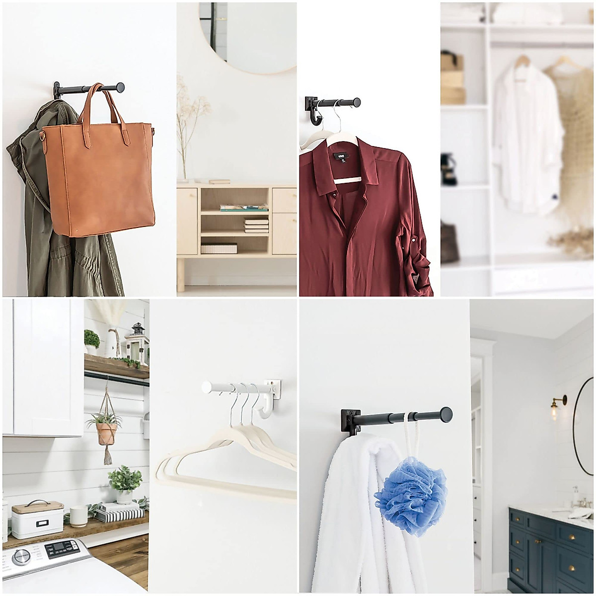 Franklin Brass Extend-a-Hook Square (1-Pack) Single Wall Hooks 1-Prong Coat/Hat Pure White Hooks for Hanging Wall Mount Hanger Clothes,Purse,Bag,Towel Organization Decorative Wall Hooks B45627M-PW-R