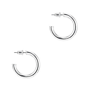 PAVOI 14K White Gold Hoop Earrings For Women | 3.5mm Thick 30mm Infinity Gold Hoops Women Earrings | Gold Plated Loop Earrings For Women | Lightweight Hoop Earrings Set