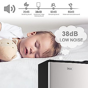 WANAI Compact Refrigerator 3.2 Cu.Ft Mini Silver Fridge With Freezer Single Door Mini Refrigerator with 5 TEMP Modes for Dorm Office Bedroom