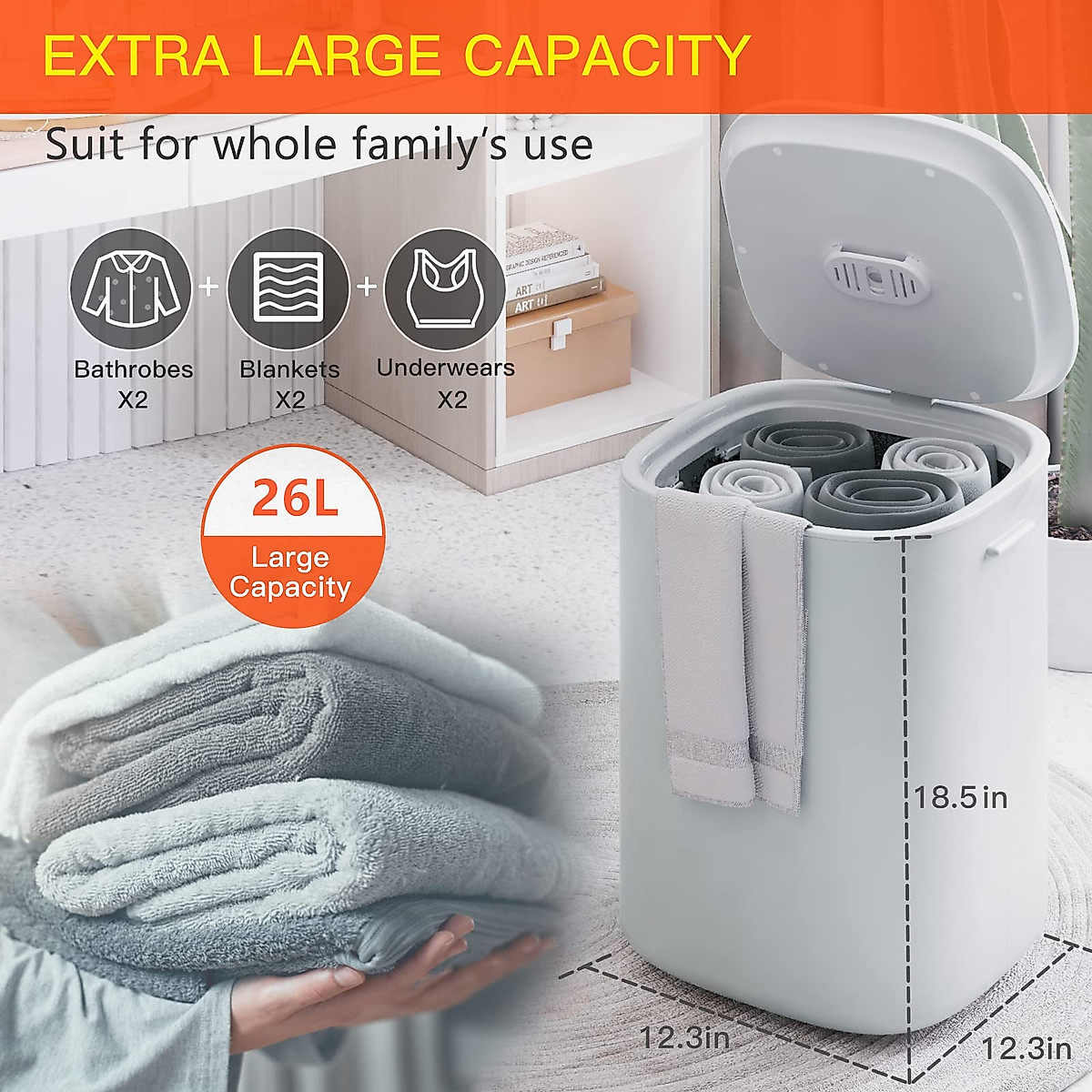 DOACE Upgraded Towel Warmer Bucket, 26L Large Towel Warmers with Auto Keep Warm, Heat Time 20/40/60 Min Adjustable and Delay Time Up to 24 Hours, Hot Towel Warmer for Bathroom, Gift for Mother's Day