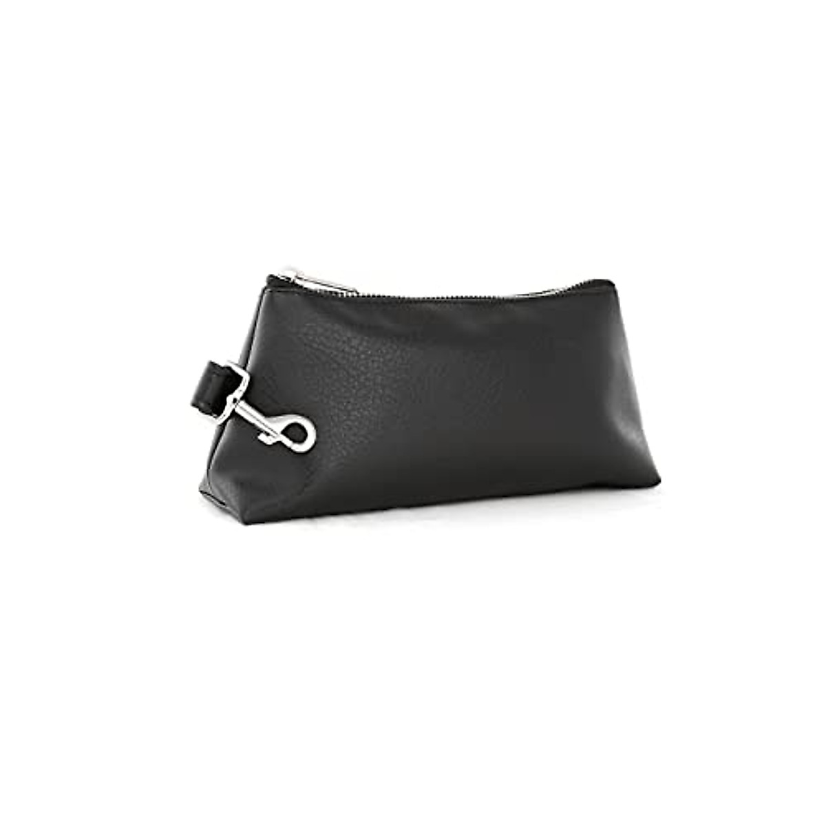 KEYPER 2-Piece Luxe Wristlet Set (IT Bag and a Key Ring Bracelet) PU Vegan Leather Classic Clutch Luxury Purse (Black Silver)