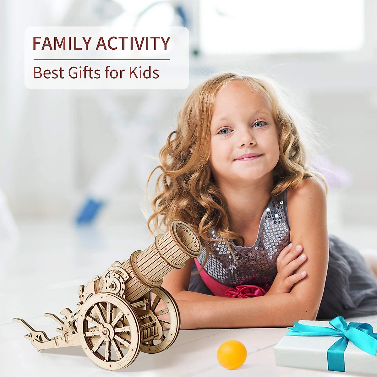 ROBOTIME 3D Wooden Puzzles for Adults, Cannon Toy Wooden Catapult Model for Adults to Build, STEM Projects Educational Toy for Kids