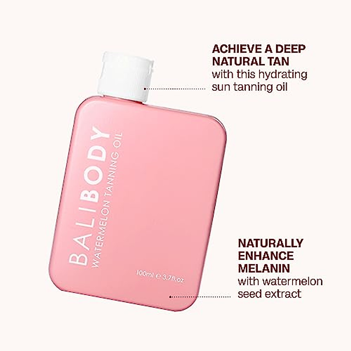 Bali Body Watermelon Tanning Oil No SPF | Melanin Stimulator for Sun Protection | Infused with Natural Oil | Fruity Scent Summer Essential for Golden Deep Glow | Vegan, Cruelty Free (100ml/3.4 fl oz)