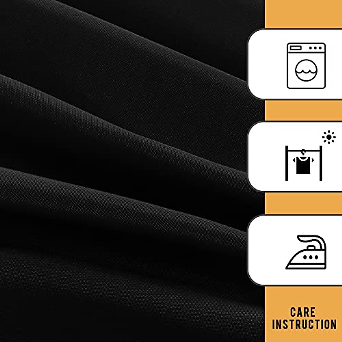 Obstal 2 Pack Black Tablecloth Fitted Table Clothes for 6 Foot Rectangle Tables - Water Resistant Washable Fabric Polyester Rectangle Table Cover for Outdoor/Indoor Uses（72L x 30W x 30H Inches, Black）