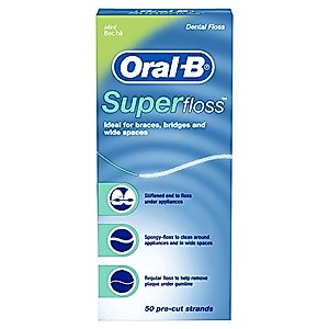Oral-B Super Floss Pre-Cut Strands Dental Floss, Mint, 50 Count
