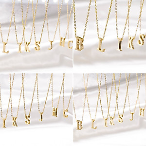 ELBLUVF Stainless Steel 18K Gold Plated Personalized Letter Dainty Initial Necklace Jewelry for Women (K)